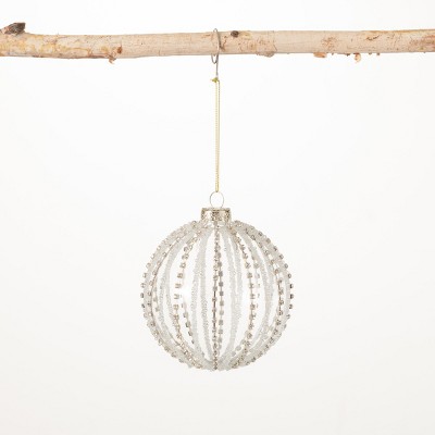 Beaded Crystal Ball Ornament Clear 4"h Glass : Target