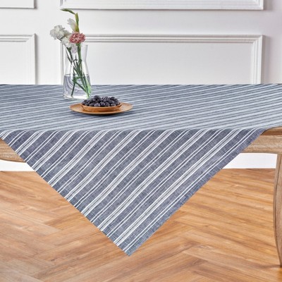 Solino Home Striped Linen Table Throw Navy And White 52 X 52 Inches ...