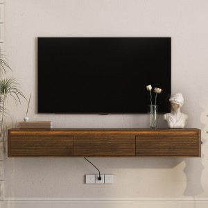 Floating TV Stand with Built-in Power Outlet (3 Plugs, 2 USB) and Touch ...