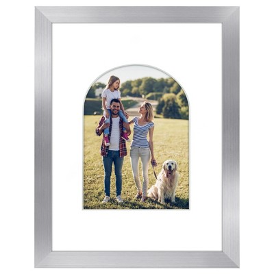 Americanflat 9" X 12" Picture Frame With Arch-shaped Mat - Silver : Target