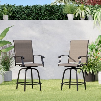 2pk Outdoor Swivel Bar Stools With Metal Frame & Sling Fabric - Captiva ...