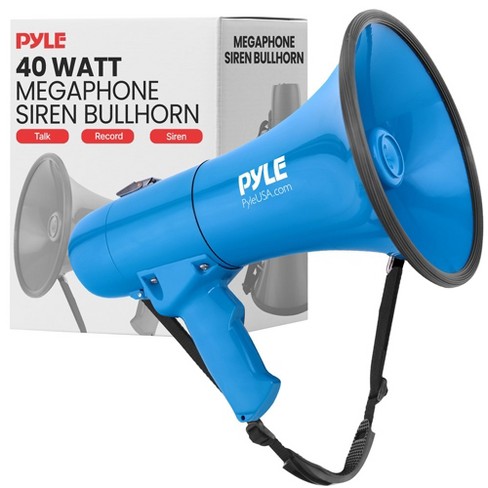 Pyle 40w Megaphone Bullhorn - Handheld Mic, Siren/music Modes, 800-yard ...