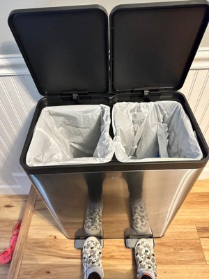 Eko 30l+30l Stainless Steel Essential Plus Recycler Step Trash Can: Dual Compartment Kitchen ...