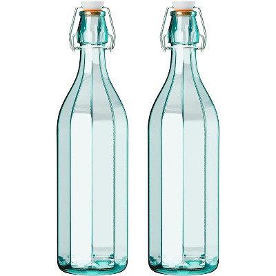 Amici Home Italian Recycled Green 25 Oz Faceted Hermetic Glass Bottles ...