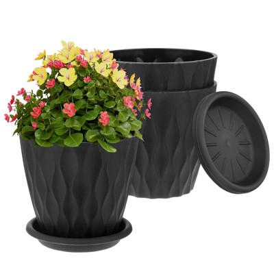 Unique Bargains Small Nursery Pots, Plastic Water Ripple Indoor Outdoor ...