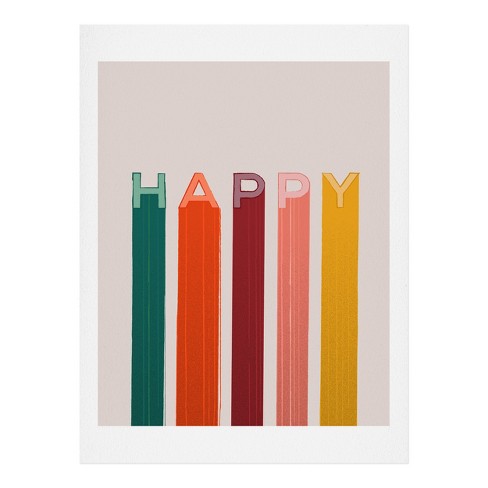 Showmemars Happy Letters In Retro Colors 11" X 14" Art Print - Society6 ...