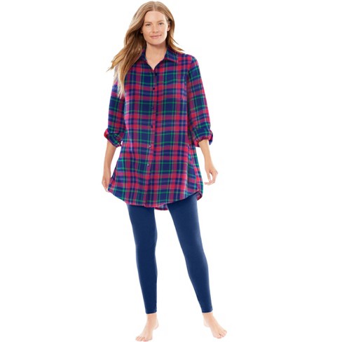 Dreams & Co. Women's Plus Size Plaid Pj Set - 2x, Evening Blue Plaid ...