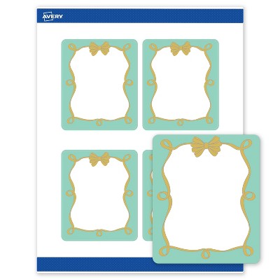 Avery® Matte 4" x 3-1/3" Labels, Mint Border, Gold Bow, 40ct : Target