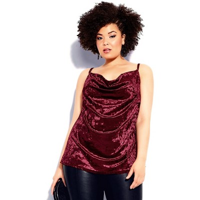 City Chic | Women's Plus Size Velvet Lust Cami - Ruby - 12 Plus : Target