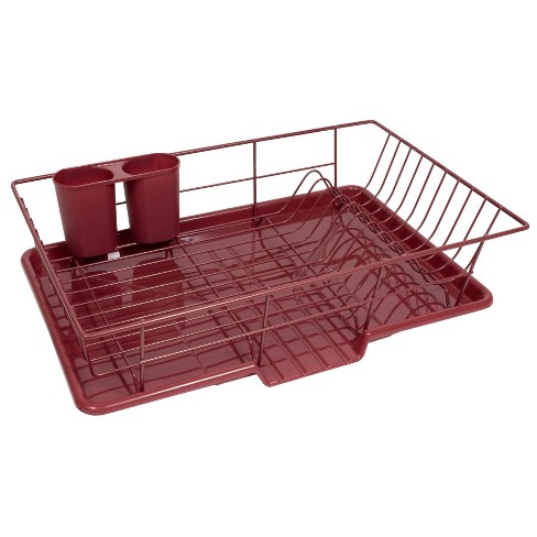 3-piece Large Kitchen Sink Dish Drainer, Burgundy : Target