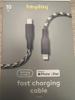 10' Lightning To Usb-c Braided Cable - Heyday™ Gunmetal/black/white ...