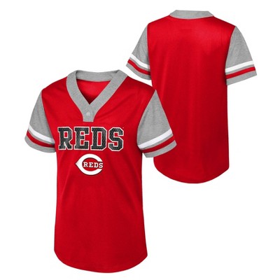 Mlb Cincinnati Reds Girls' Henley Team Jersey - Xl : Target