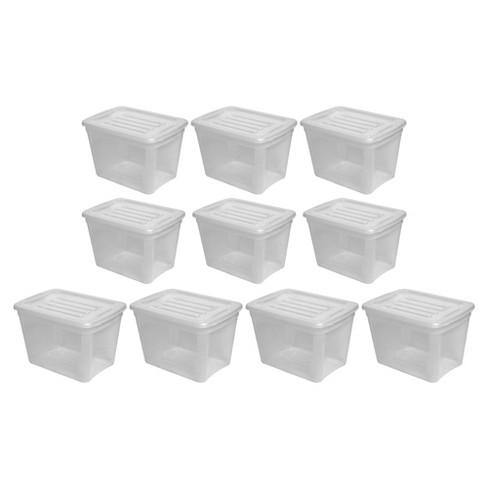 Gracious Living 10 Gallon Plastic Stackable Storage Tote Organizing Bin ...