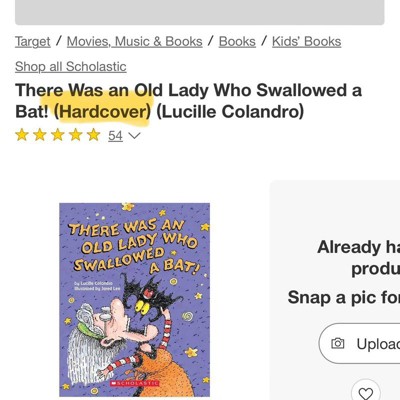 There Was An Old Lady Who Swallowed A Bat! (hardcover) (lucille ...