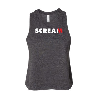 Women's Scream Red And White Logo Graphic Racerback Tank - Heather ...