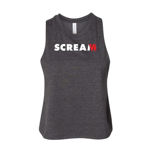 Women's Scream Red And White Logo Graphic Racerback Tank - Heather ...