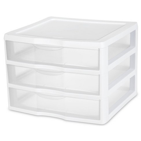 Sterilite Clear Plastic Stackable Small 3 Drawer Storage System For ...
