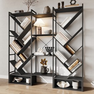 Triple 6 Tier Bookshelf, Large Bookcase Industrial Bookshelf with 24 ...