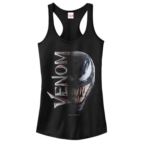 Juniors Womens Marvel Venom Film Split Portrait Racerback Tank Top : Target