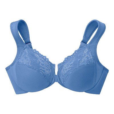 Glamorise Womens Wonderwire Front-closure Underwire Bra 1245 Blue 42c ...
