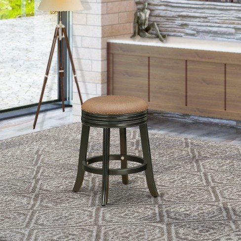 Homestock Swivel Backless Barstool 24'' Seat Height With Black Leg And ...