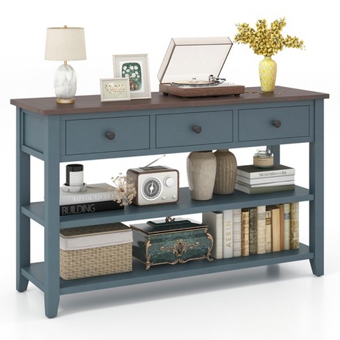 Tangkula 50" Farmhouse Entryway Table W/3 Storage Drawers And 2 Open ...