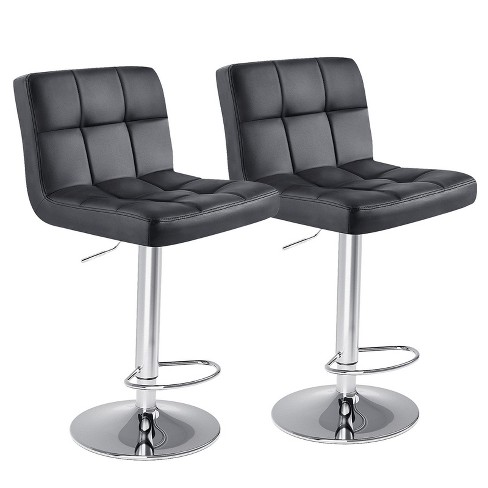 Sweetcrispy Faux Leather Swivel Adjustable Height Bar Stool Set Of 2 ...
