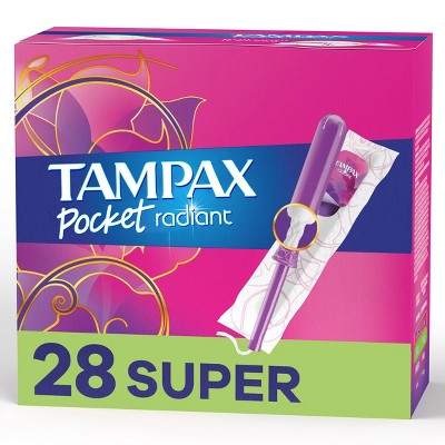 Tampax Pocket Radiant Super Absorbency Compact Tampons - 28ct : Target