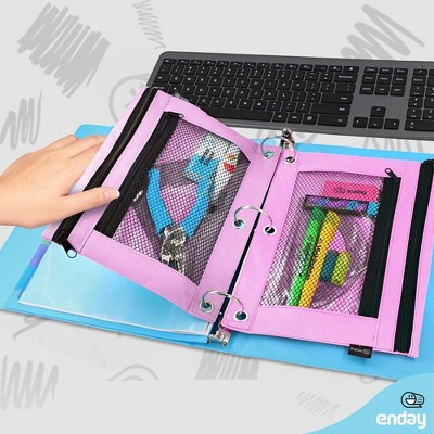Enday Double Zipper Pencil Pouch, Purple : Target