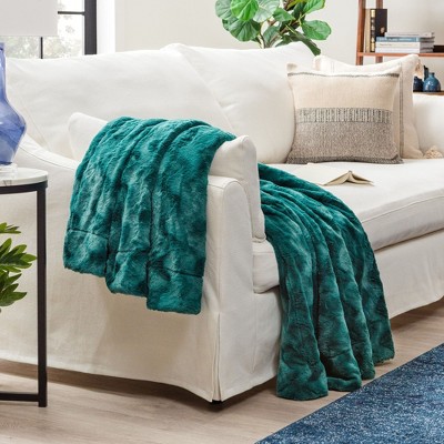 Chanasya Ruched Faux Fur Throw Blanket - Reversible Mink Blanket - 50 ...