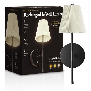 Bell + Howell Rechargeable Pleated Wall Lamp LED Sconce 1 Pack USB C ...