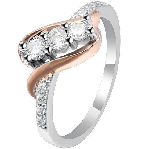 Bianca 3 Stone Engagement Wedding Ring Women Two-tone Ginger Lyne ...