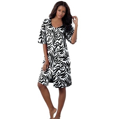 Dreams & Co. Women's Plus Size Short French Terry Zip-front Robe - 4x ...