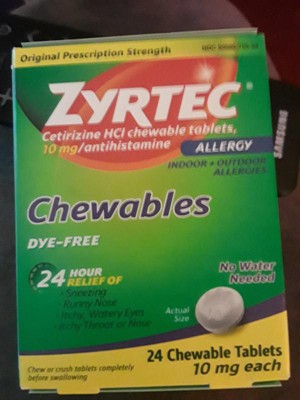 Zyrtec Adult Dye Free Cetirizine 10mg Chewables - 24ct : Target