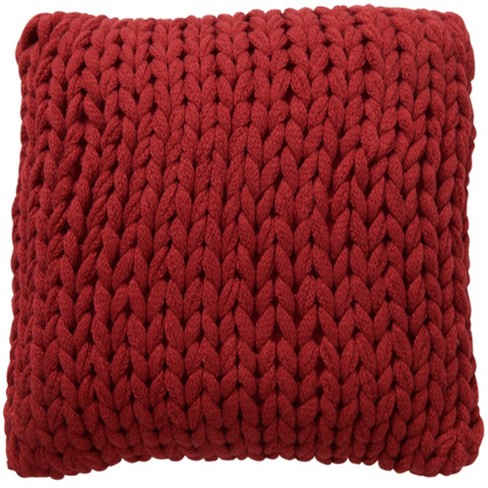 Cheer Collection Chunky Cable Knit Throw Pillow, 18" X 18" (burgundy ...