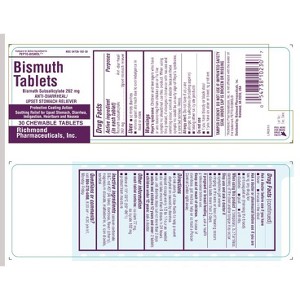 Richmond Bismuth Subsalicylate 262 mg Chewable Tablets for Digestive ...