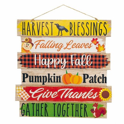 11.5 Inch Harvest Blessings Fall Greetings Wood Wall Sign Autumn Decor ...