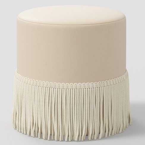 Fringe Drum Ottoman In Velvet Pearl - Threshold™ : Target