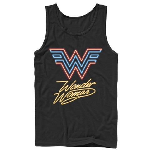 Men's Wonder Woman 1984 Neon Logo Glow Tank Top - Black - Medium : Target