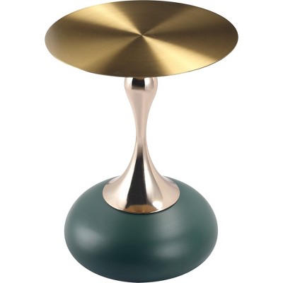 Leisuremod Wide Side Table With Gold Stainless Steel Top Round Accent ...