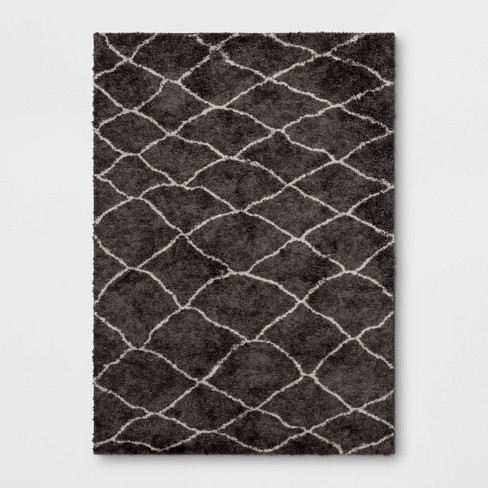 7'x10' Organic Diamond Shag Area Rug Gray - Threshold™ : Target