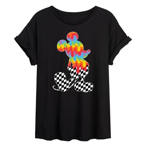 Women's Disney Drip Checker Mickey Oversized Graphic T-shirt - Black ...