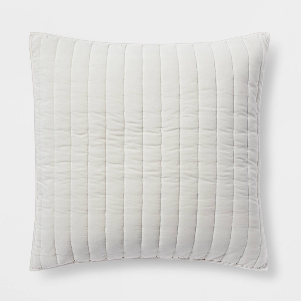 Euro Channel Stitch Velvet Quilt Sham Cream - Threshold™: OEKO-TEX ...