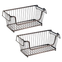 Mdesign Stackable Storage Basket With Handles, 3 Pack : Target