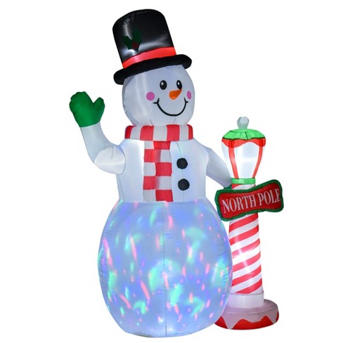 Homcom 8ft Christmas Inflatable Snowman With North Pole Sign, Outdoor ...