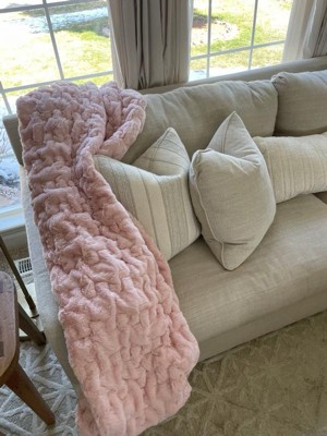 50"x60" Ruched Faux Fur Throw Blanket Slate Blue - Madison Park : Target