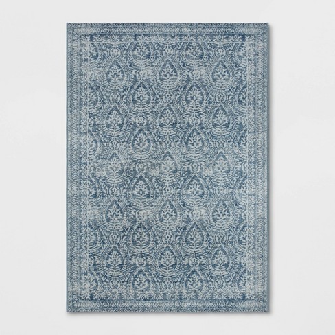 7'x10' Block Print Paisley Outdoor Rug Indigo - Threshold™ : Target