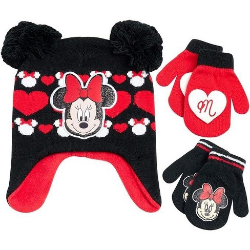 Disney Girls Winter Hat And 2 Pack Mittens Set, Toddler Ages 2-4 (red ...