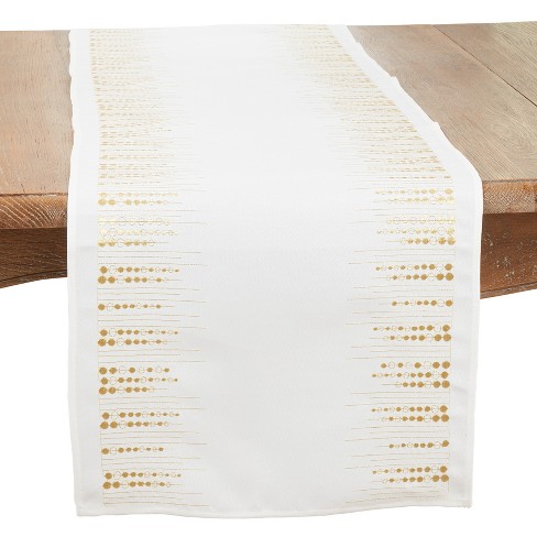 Saro Lifestyle Handcrafted Embroidered Dots Table Runner, 16"x54", Gold ...