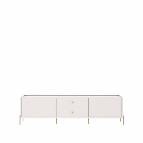 Jasper Tv Stand For Tvs Up To 75" Off White - Manhattan Comfort: Gold ...
